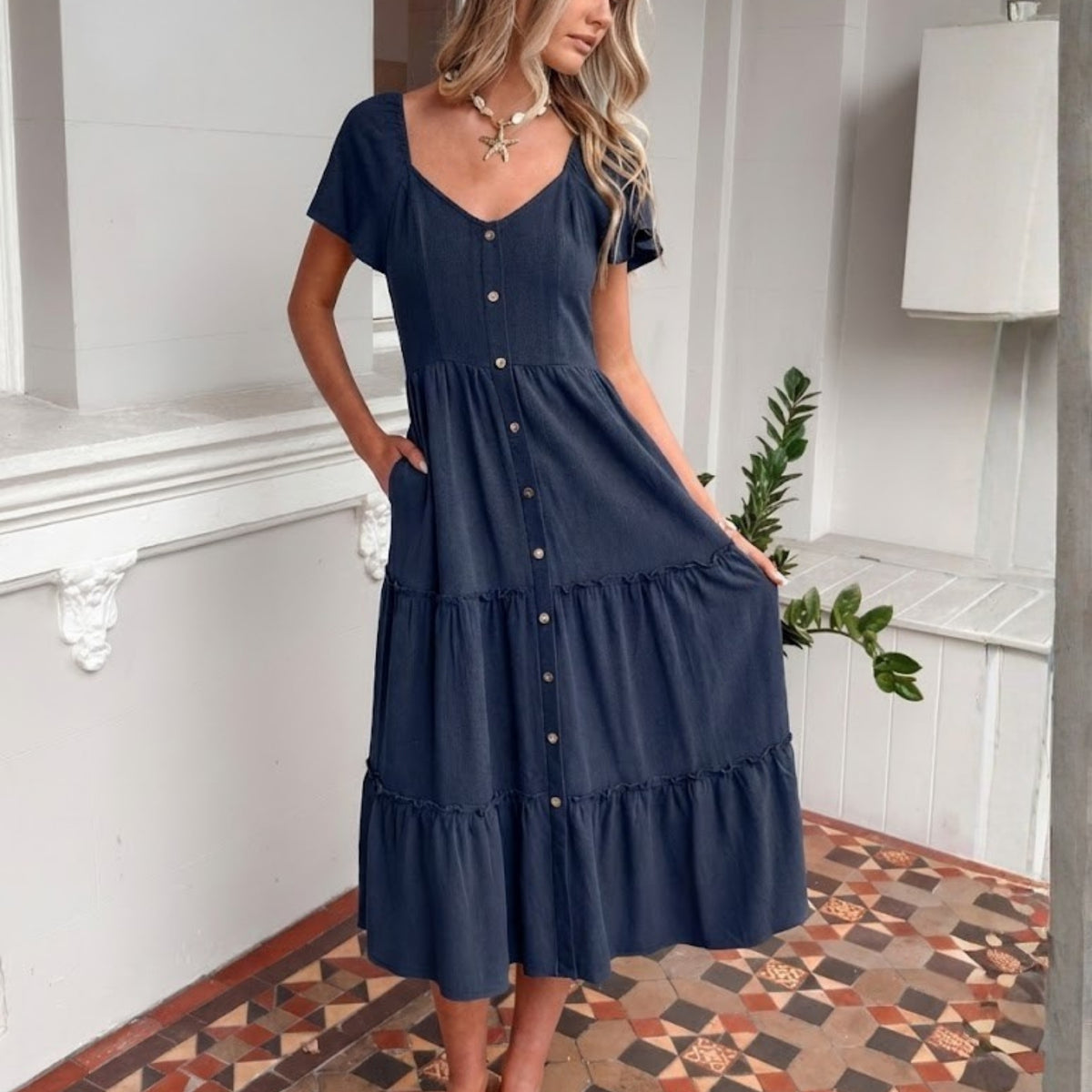 Esther & Co. Celie Dress - Navy – ESTHER & CO.