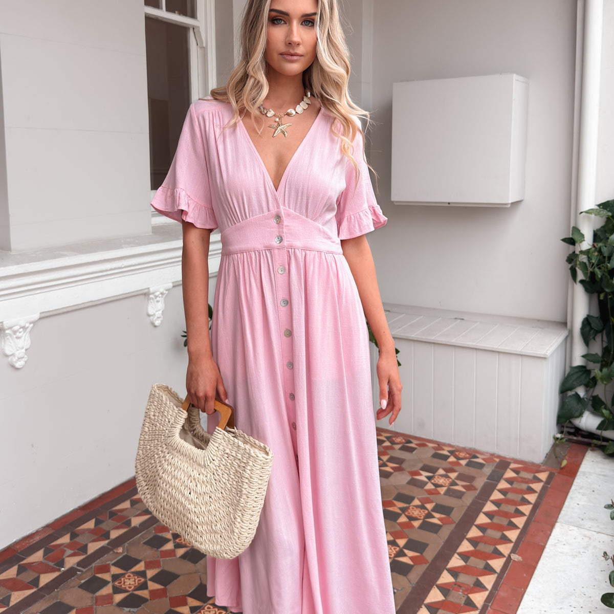 Esther & Co. Korbela Dress - Powder Pink – ESTHER & CO.