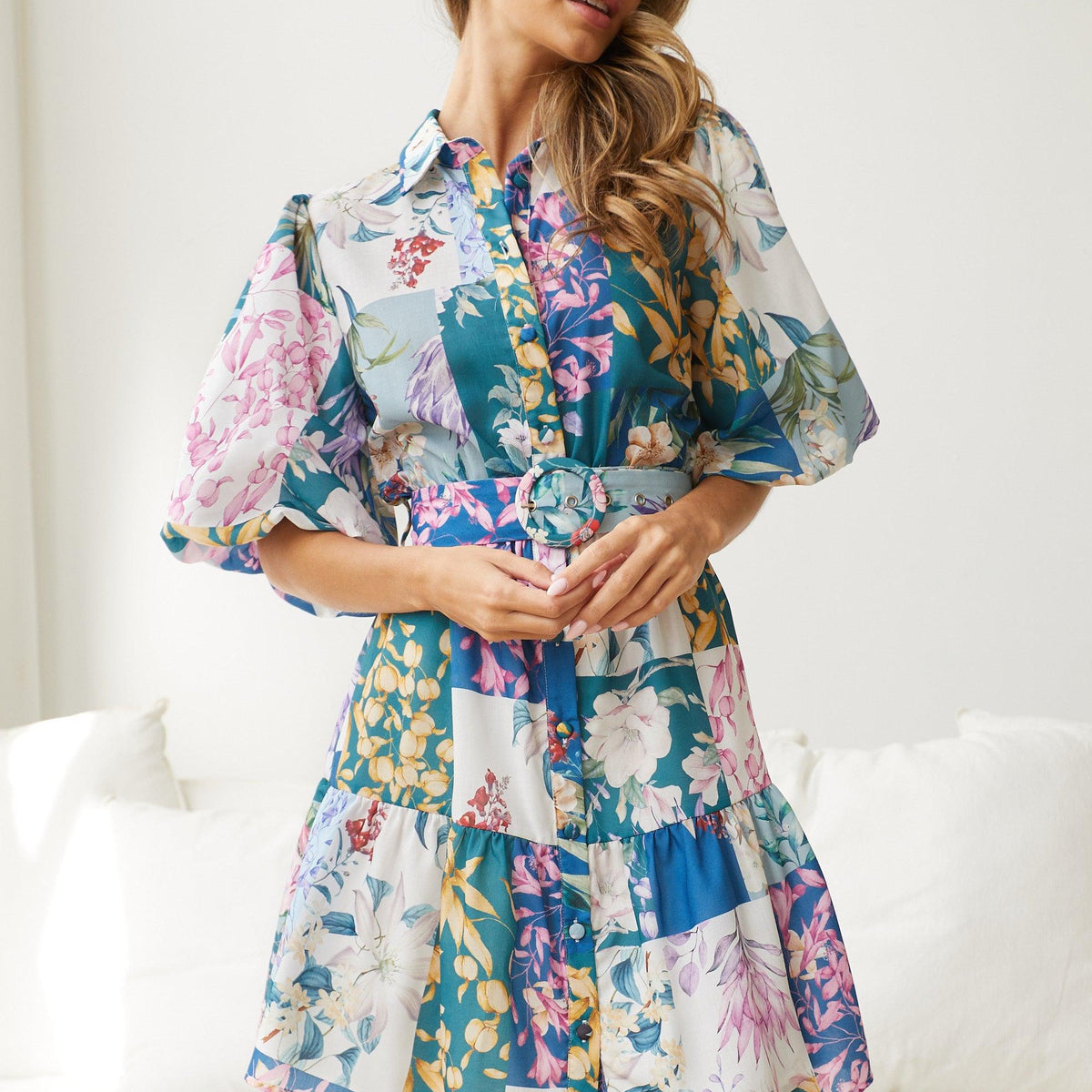 Esther & Co. Bellarosa Dress - Navy Print – ESTHER & CO.