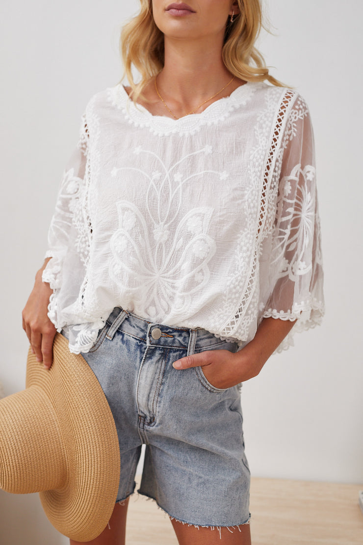 Esther & Co. Gabrielle Top - White – ESTHER & CO.